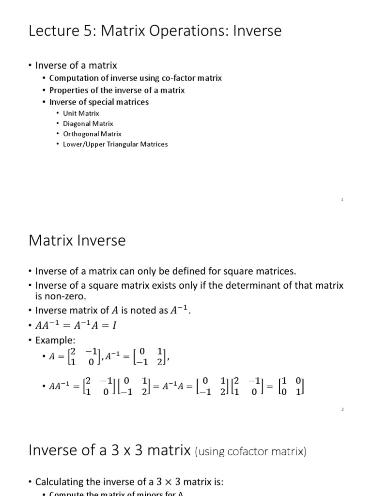 Inverse Matrix | PDF | Matrix (Mathematics) | Determinant