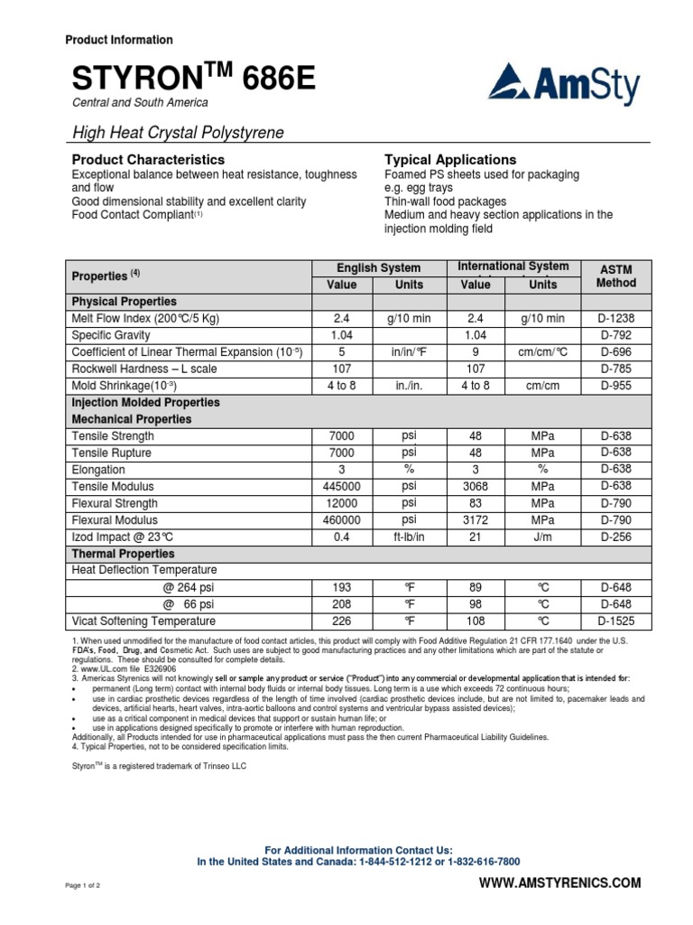Styron 686e | PDF | Extrusion | Polystyrene