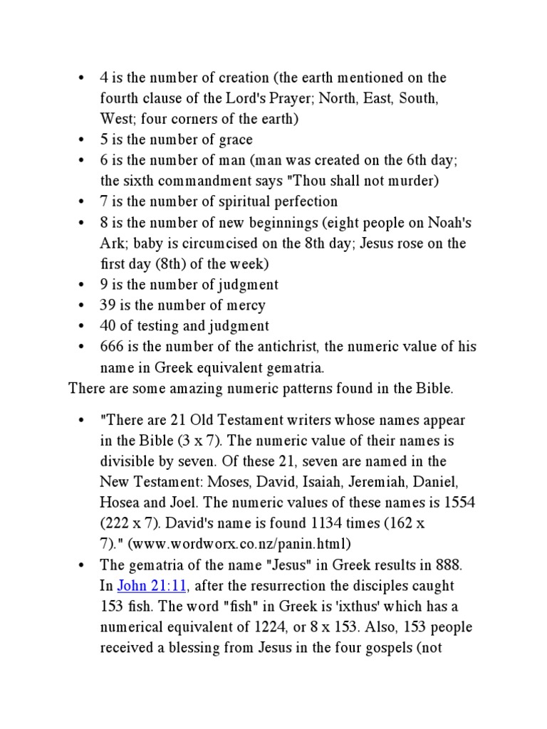 Bible Numbers & Bible Gematria | PDF | Number Of The Beast | Bible