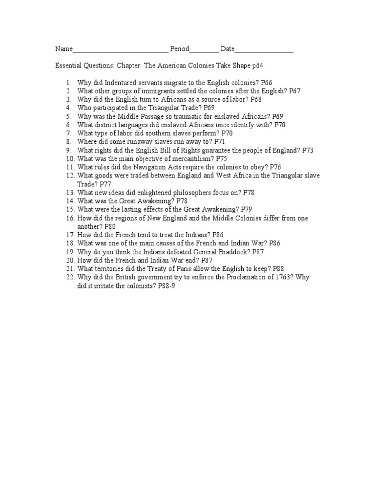 American Colonies: Key Historical Questions | PDF