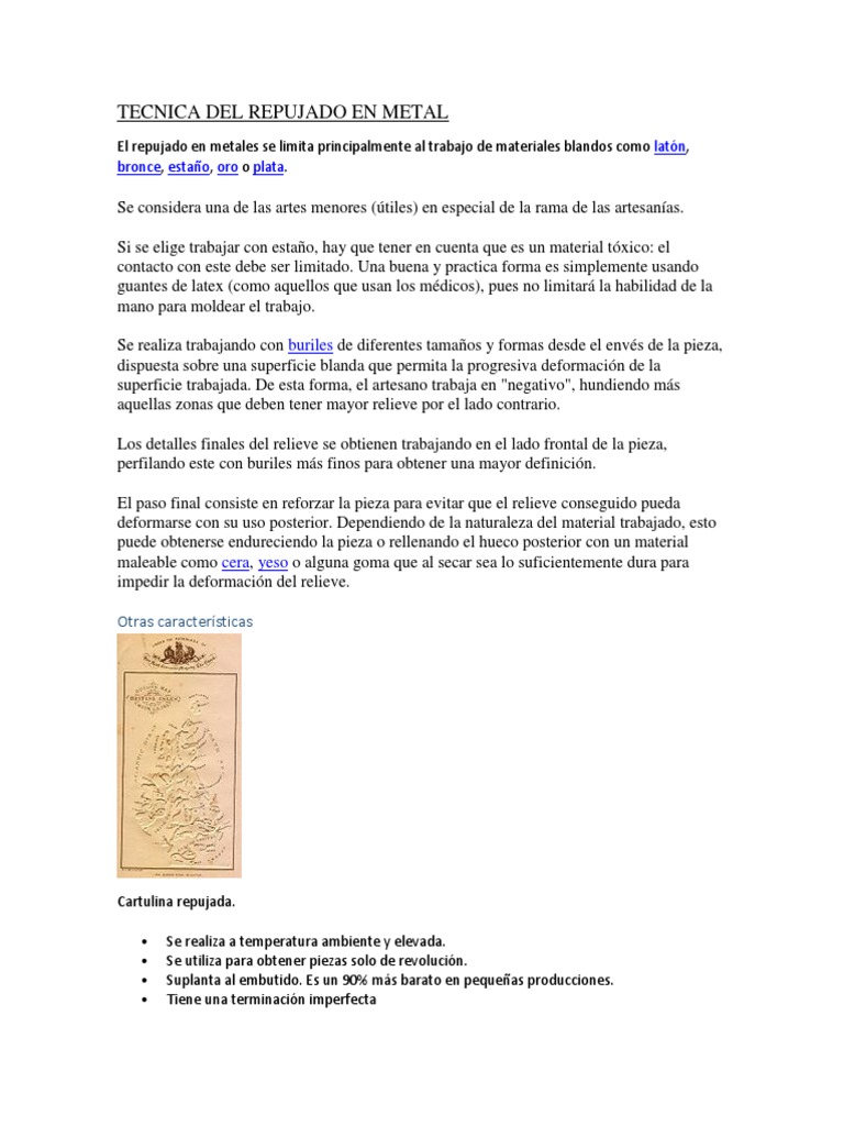 Tecnica Del Repujado en Metal | PDF | Materiales | Pinturas
