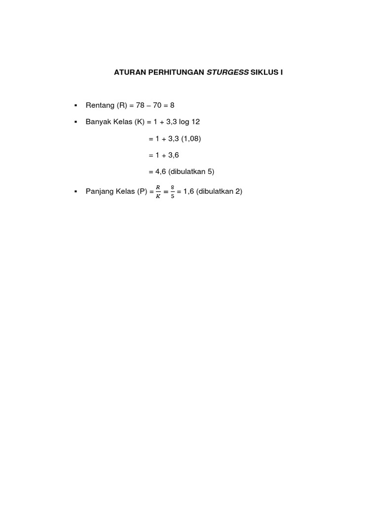 Menghitung Kelas dan Panjang Kelas Menggunakan Aturan Sturgess Siklus I ...