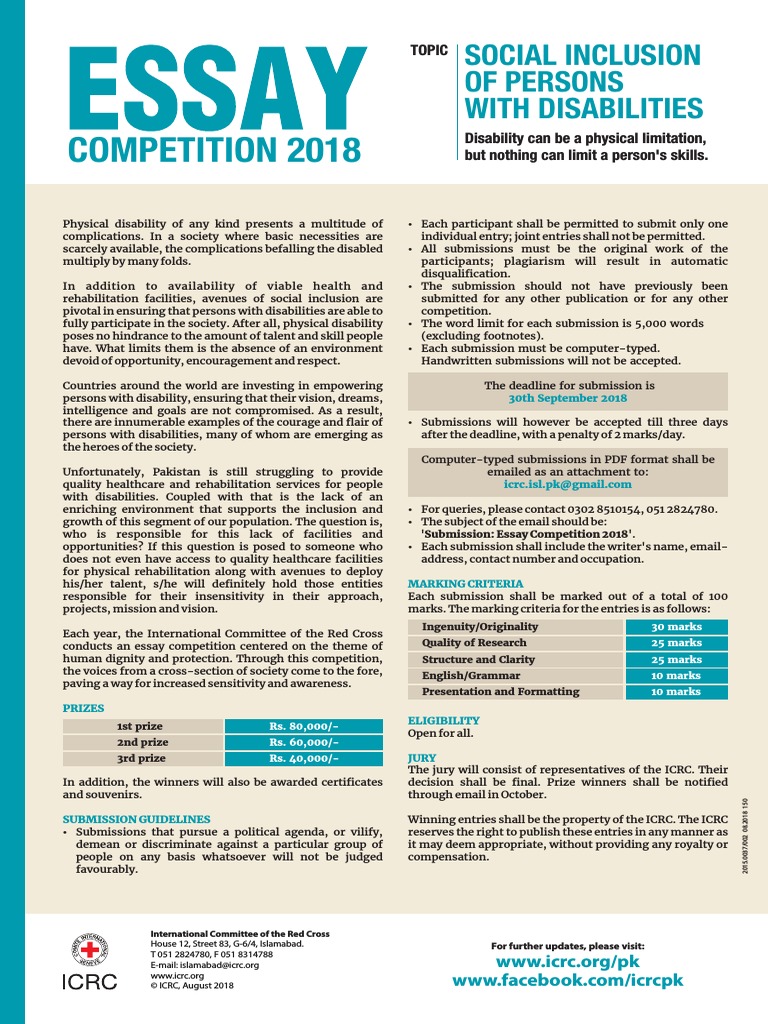 2018 Essay Competition Poster English | PDF | International Committee ...