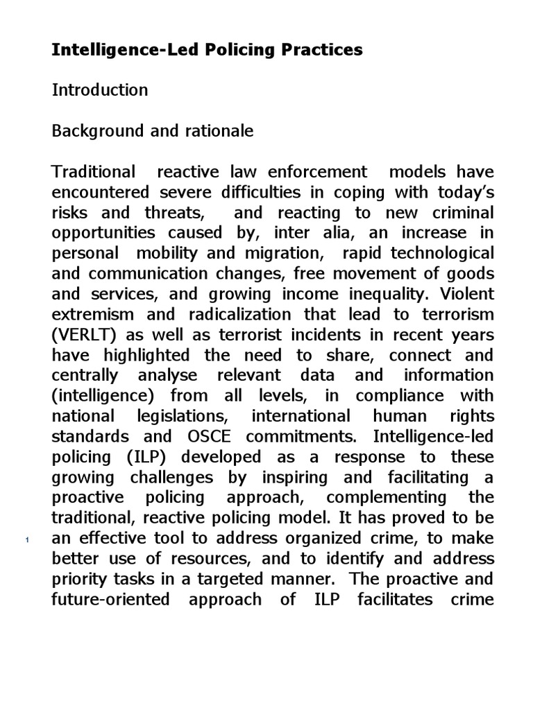 Intelligence-Led Policing Practices | PDF | Organization For Security ...