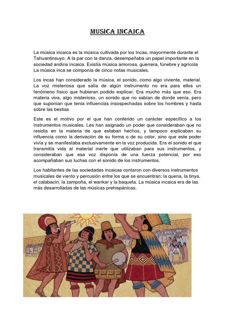 Musica Incaica | PDF | Imperio Inca | Instrumentos musicales