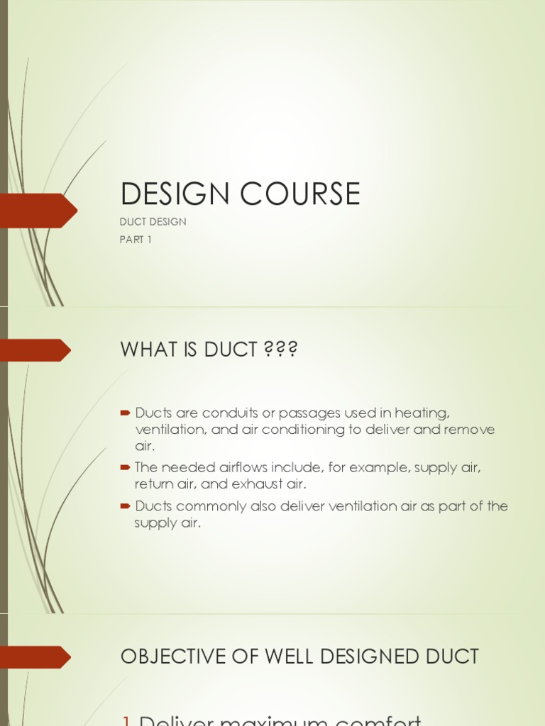 Design Course Basic - Duct Design 1 | PDF | Duct (Flow) | Hvac