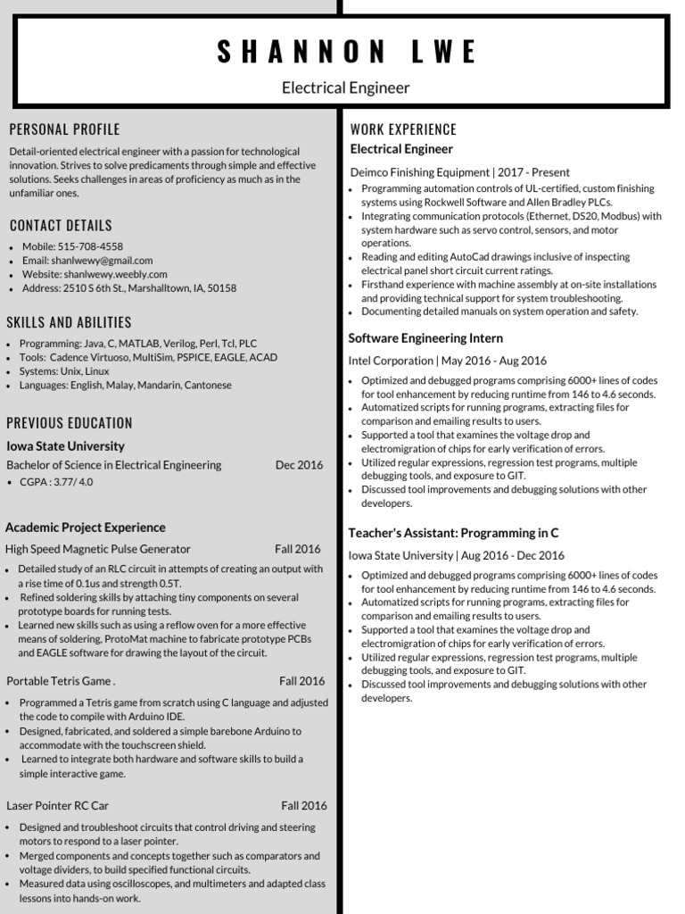 Shannon Resume | PDF | Programmable Logic Controller | C (Programming Language)