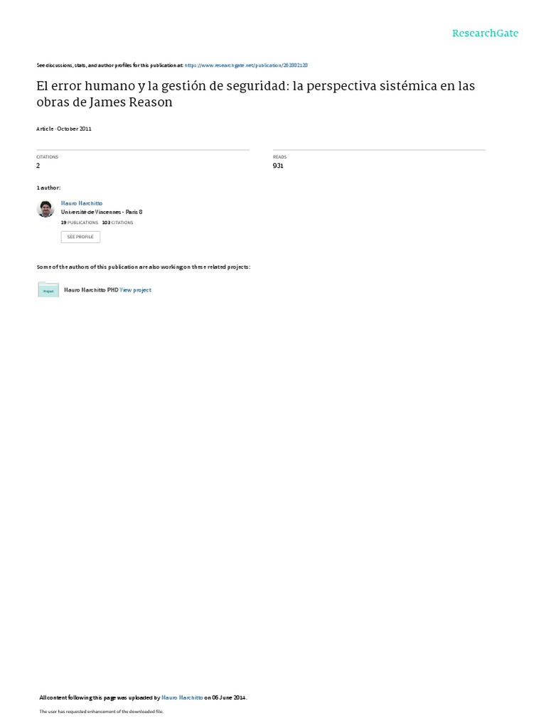 El Error Humano PDF | PDF | Conceitos psicológicos | Ciência cognitiva