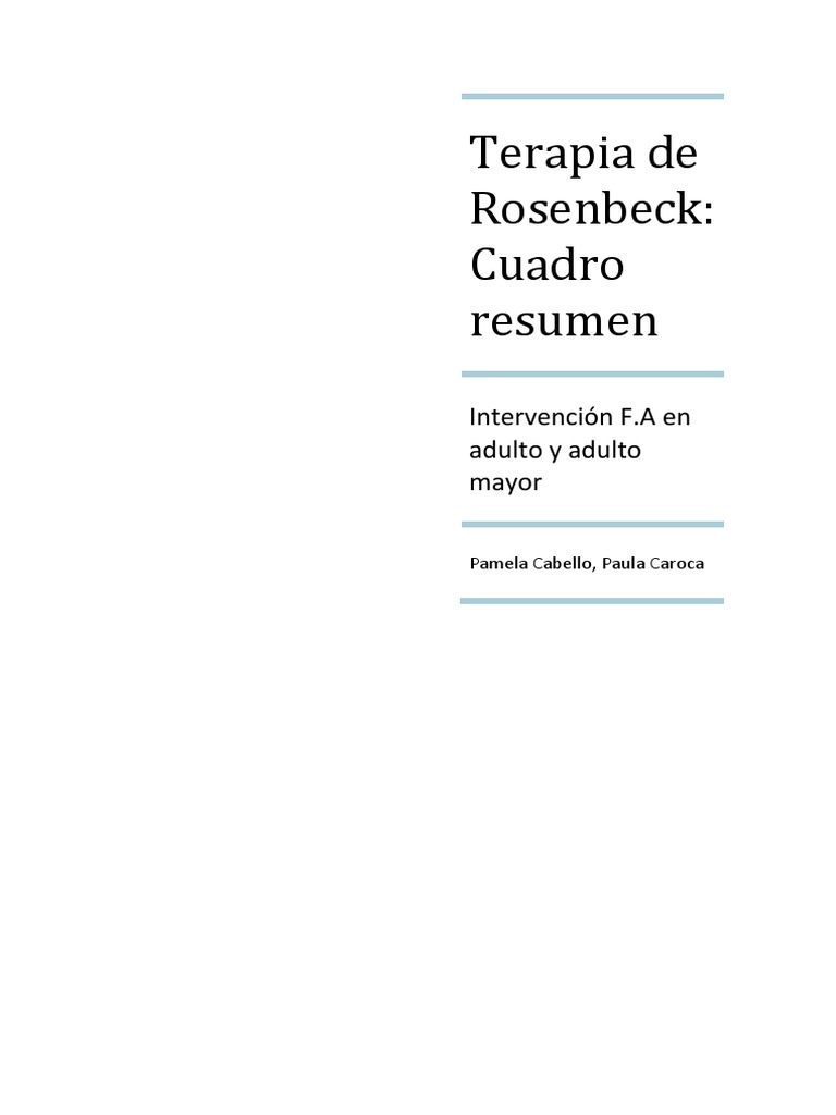 Resumen Terapia Rosenbeck | PDF | Cognición | Ciencia cognitiva