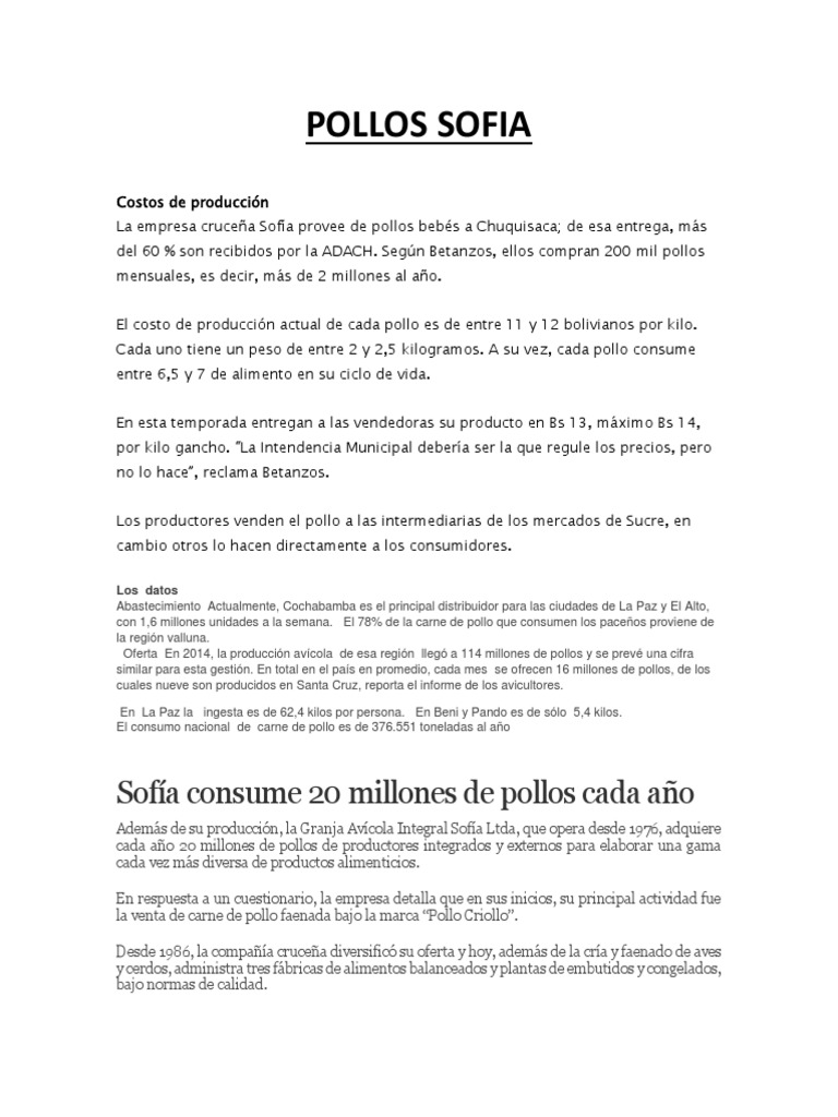 Pollos Sofia | PDF | Carne | Seguridad alimenticia