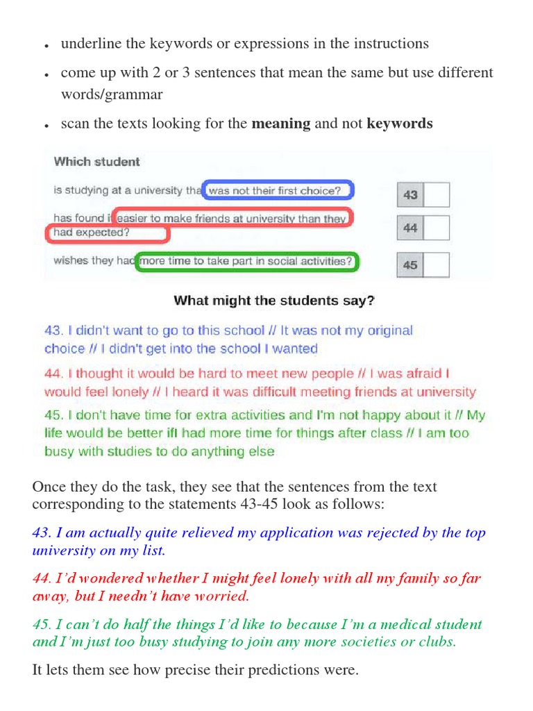 Underline Keywords & Reword Sentences in Instructions | PDF
