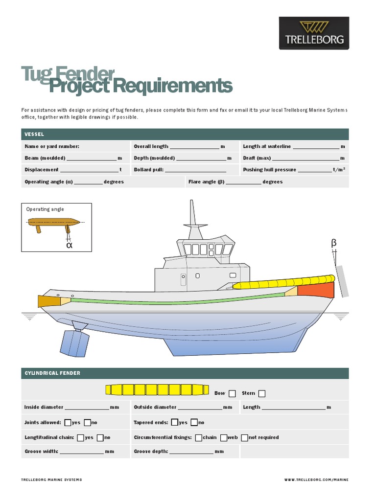 Tug Fenders Form - Fill in | PDF | Ships | Watercraft