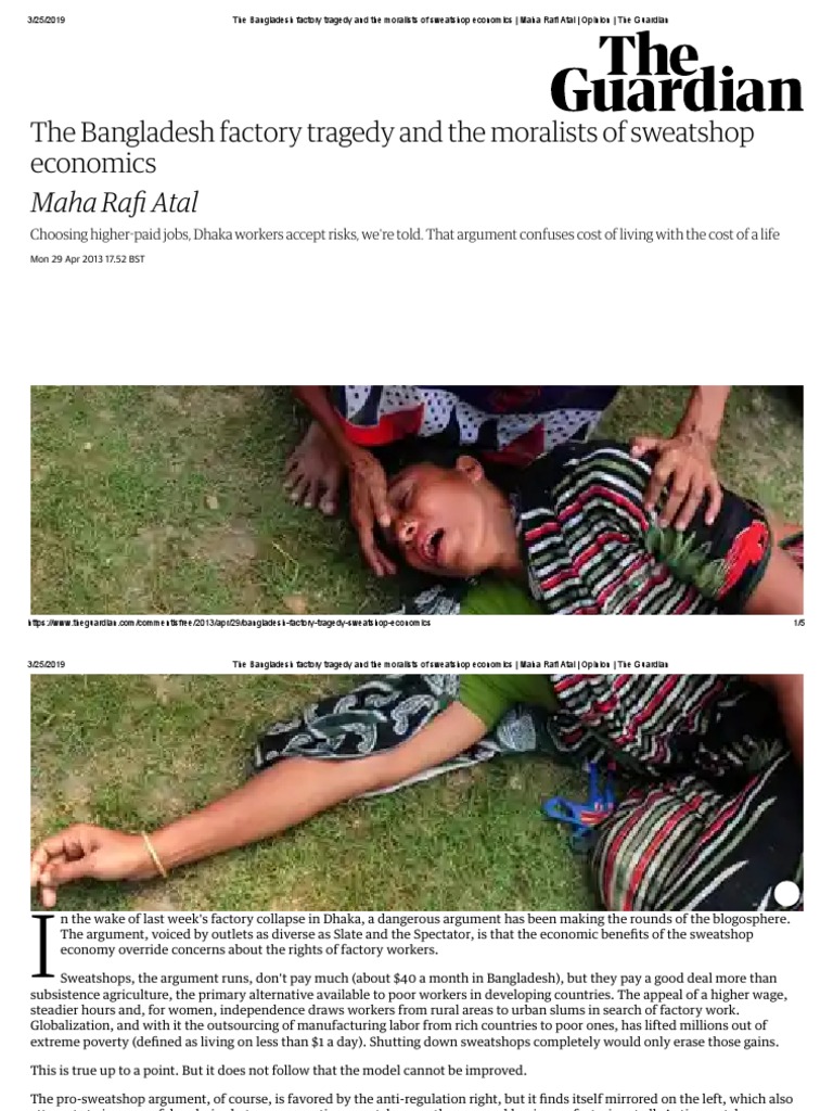 The Bangladesh Factory Tragedy and The Moralists of Sweatshop Economics ...