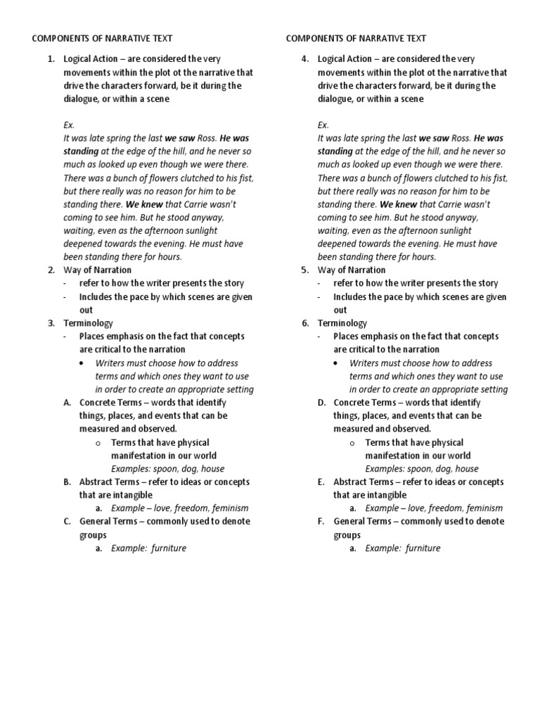 Components of Narrative Text Explained | PDF | Abstraction | Concept