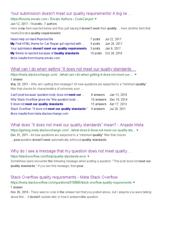 Meet quality standards with this guide to "It does not meet our quality ...