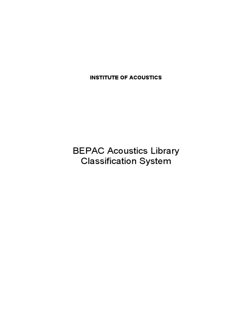 BEPAC Acoustic Library Classification System PDF | PDF | Acoustics | Noise