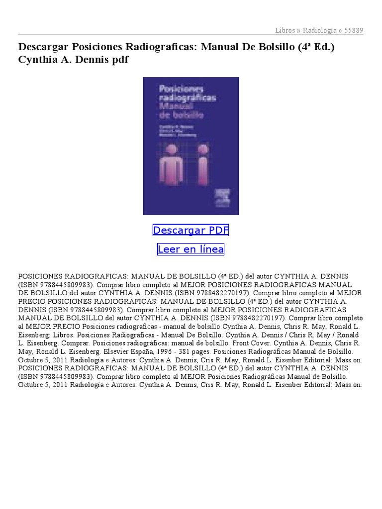 Posiciones Radiograficas Manual de Bolsillo (4 Ed) PDF | PDF