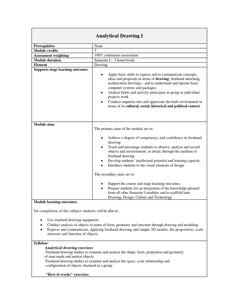 Analytical Drawing I PDF | PDF | Drawing | Academic Term