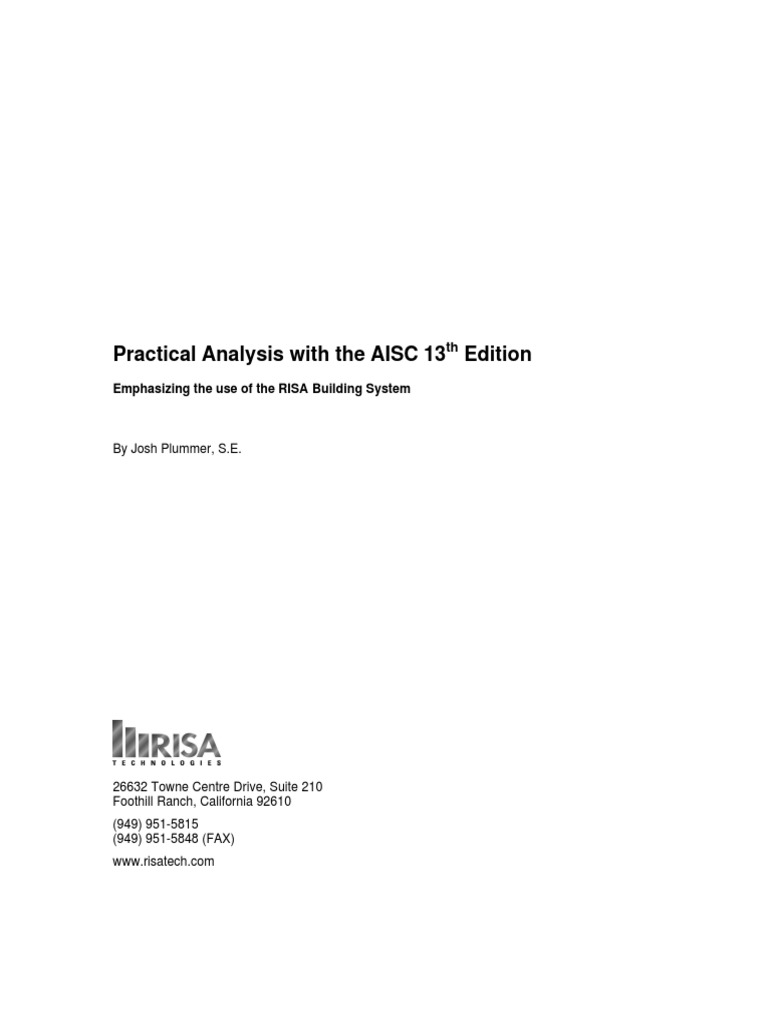 RISA - Direct Analysis Method For AISC 13th Edition PDF | PDF ...