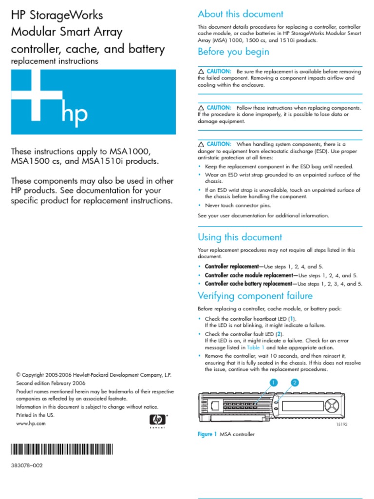 MSA1000 Controller PDF | PDF | Electrostatic Discharge | Cache (Computing)