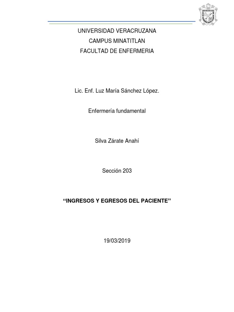 Ingresos y Egresos Del Paciente 2 | PDF | Enfermería | Hospital