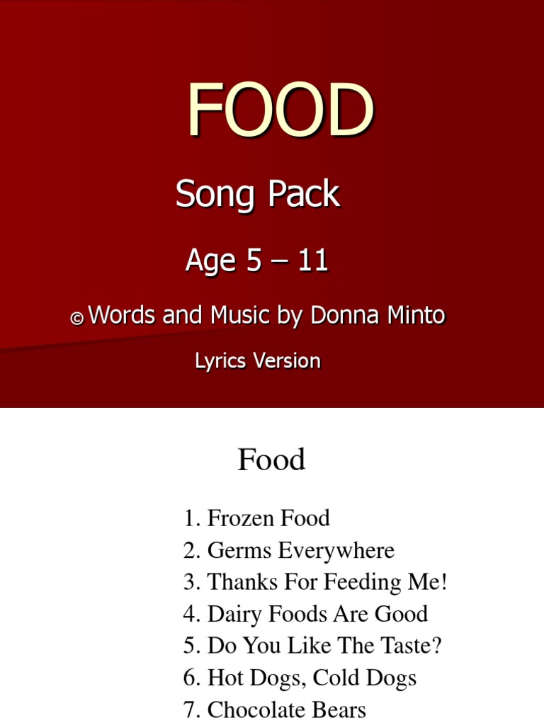 Food With Lyrics | PDF | Foods | Cooking