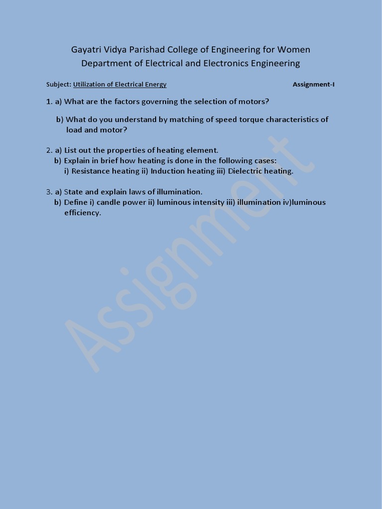 UEE Assignment | PDF