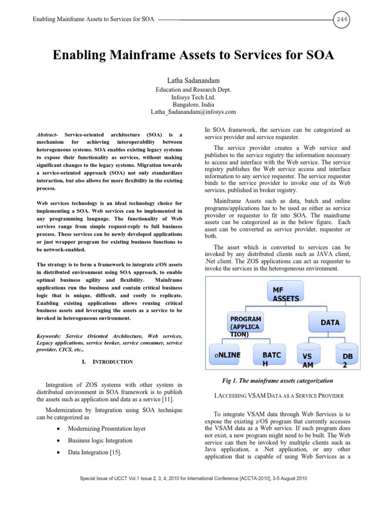 Enabling Mainframe Assets To Services For SOA: Latha Sadanandam | PDF | Service Oriented ...