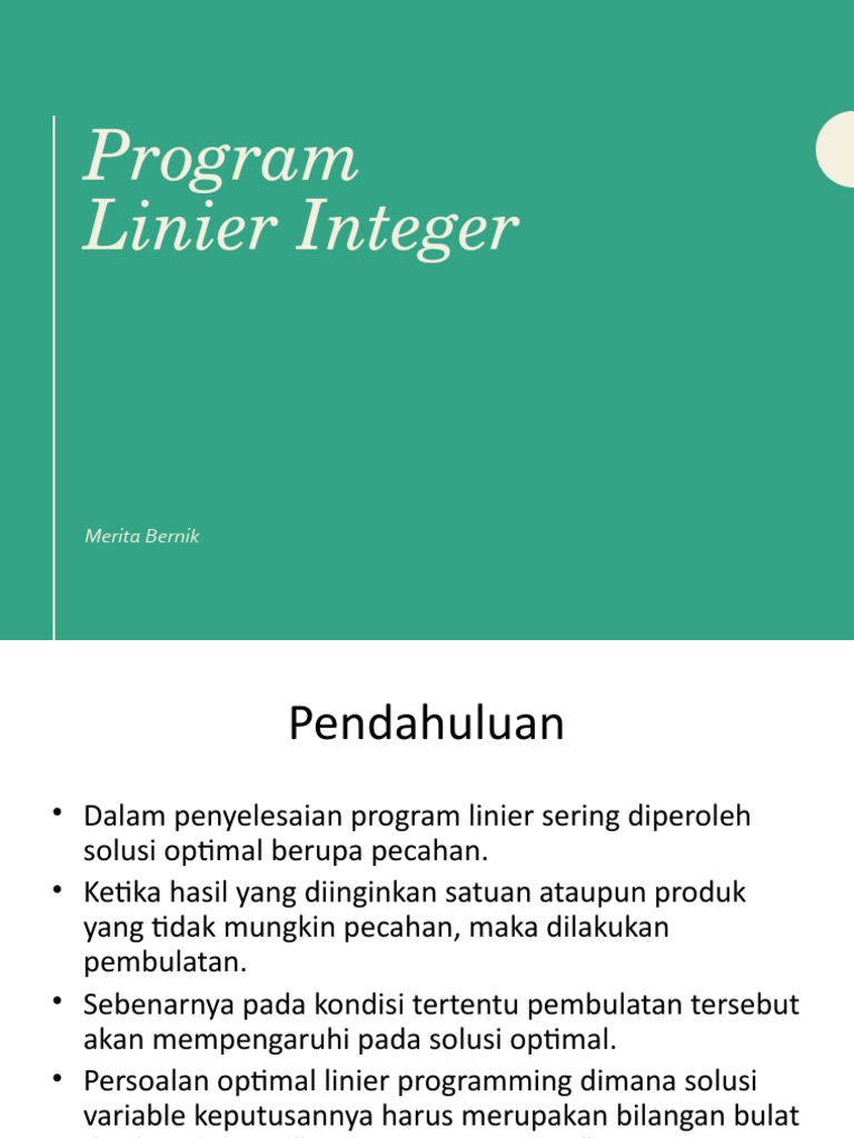 Program Linier Integer | PDF