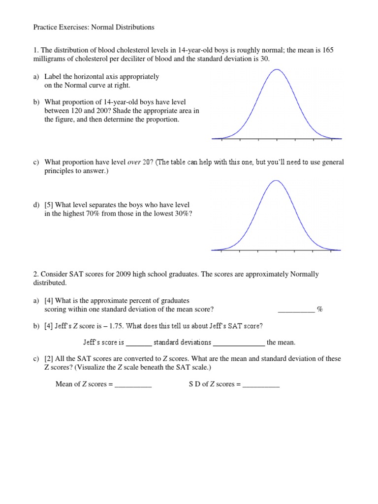 Normal Distribution Practice Exercises | PDF | Blood Pressure ...