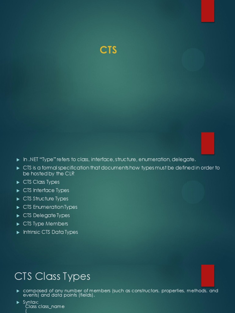 CTS, CLS, CLR PDF | PDF | C Sharp (Programming Language) | Data Type