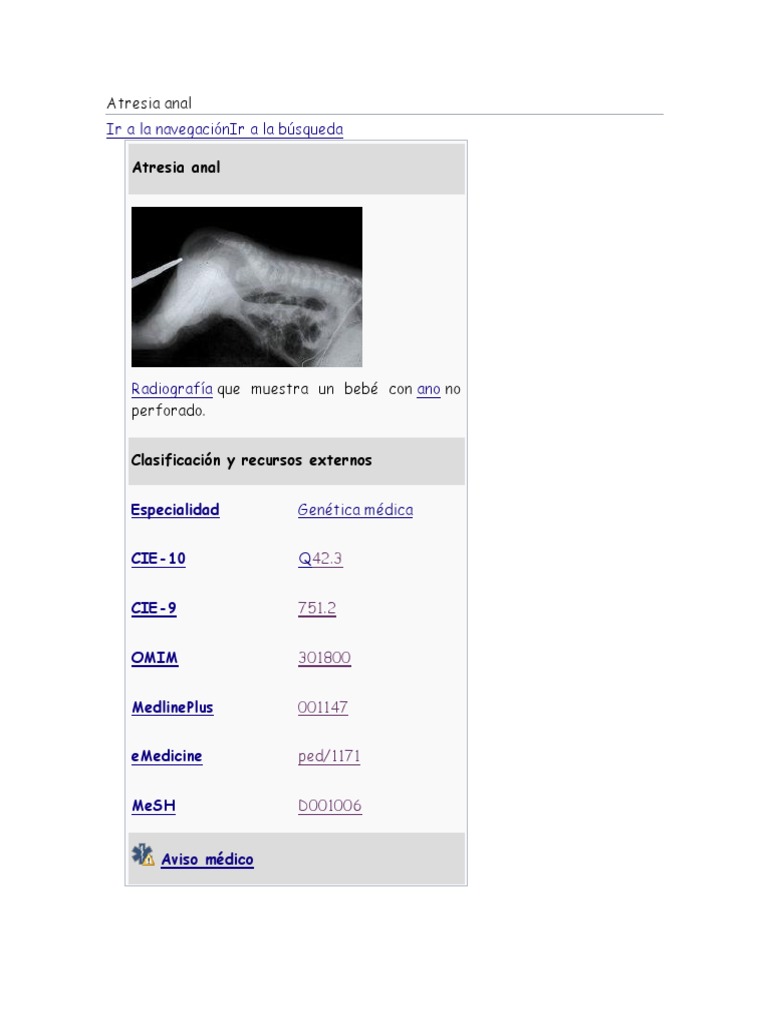 Atresia Anal | PDF | Cirugía | Especialidades Medicas