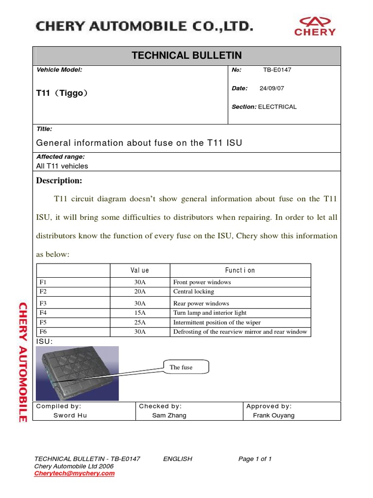 T11 Fuse Information Bulletin TB-E0147 | PDF | Motor Vehicle | Transport