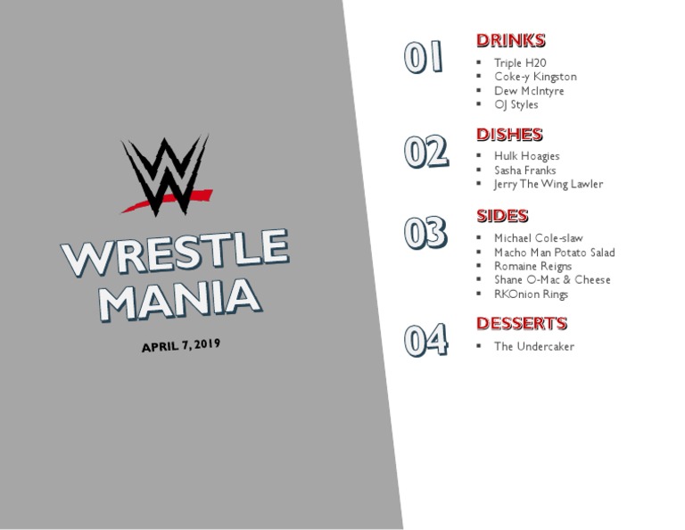WWE Menu | PDF