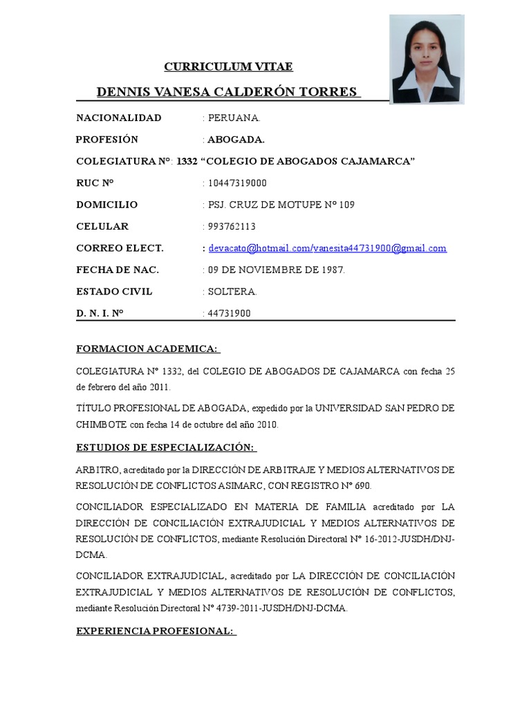 Curriculum Vitae Dennis Actualizado 2016 | PDF | Ley procesal | Universidad