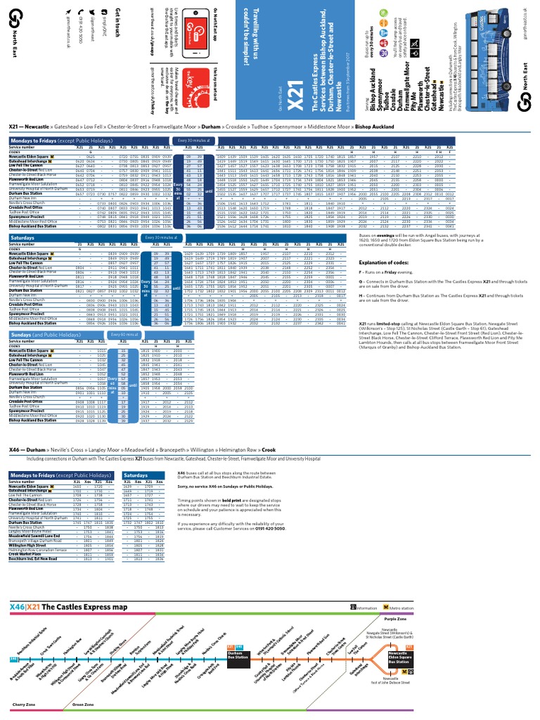 X21 Newcastle Bishop Auckland Time Table PDF | PDF | Land Transport ...