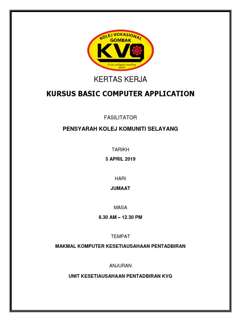 Paper Work Kursus Komputer | PDF