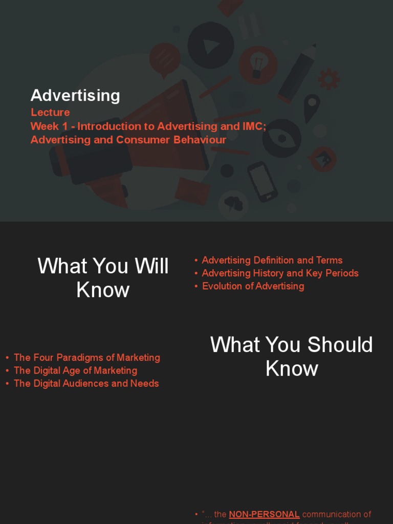 Week 1 LECTURE Advertising PDF | PDF | Advertising | Brand