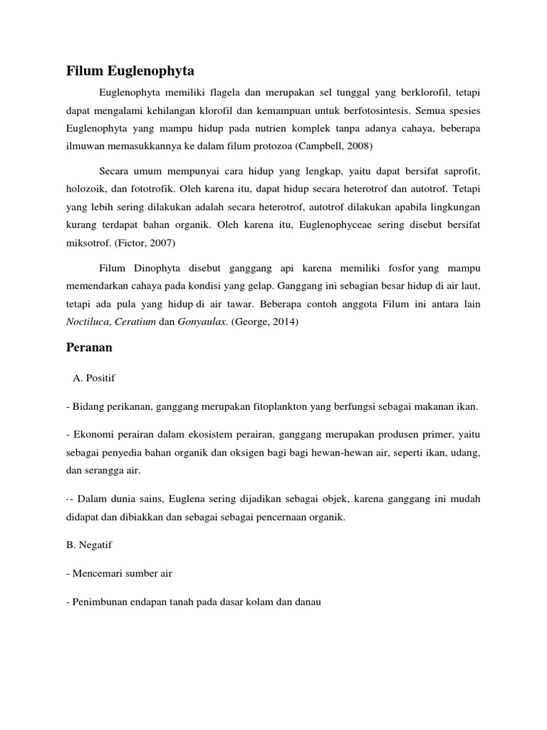 Filum Euglenophyta Positif Negatif | PDF