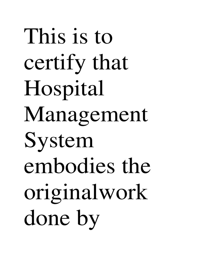 Hospital Management System Report | PDF