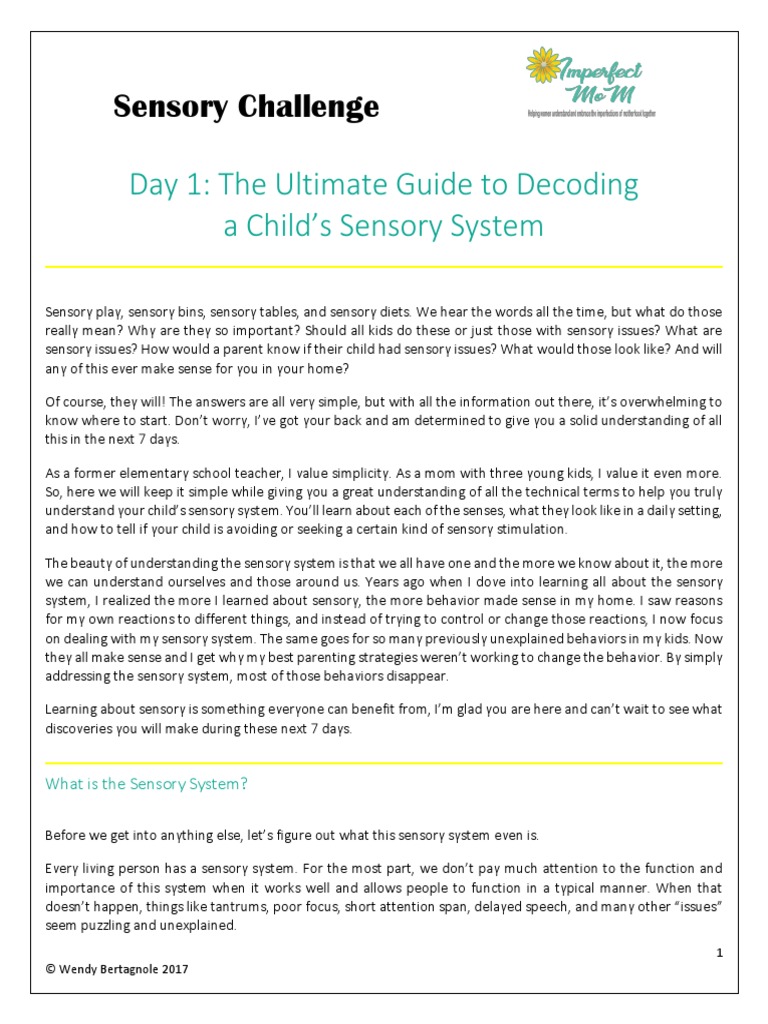 Day 1: The Ultimate Guide To Decoding A Child's Sensory System | PDF ...