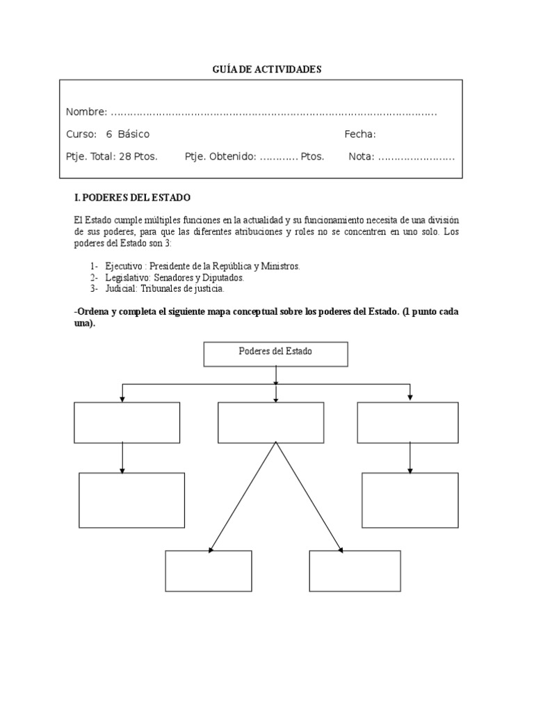 Actividades sobre los Poderes del Estado | PDF | Separación de poderes ...