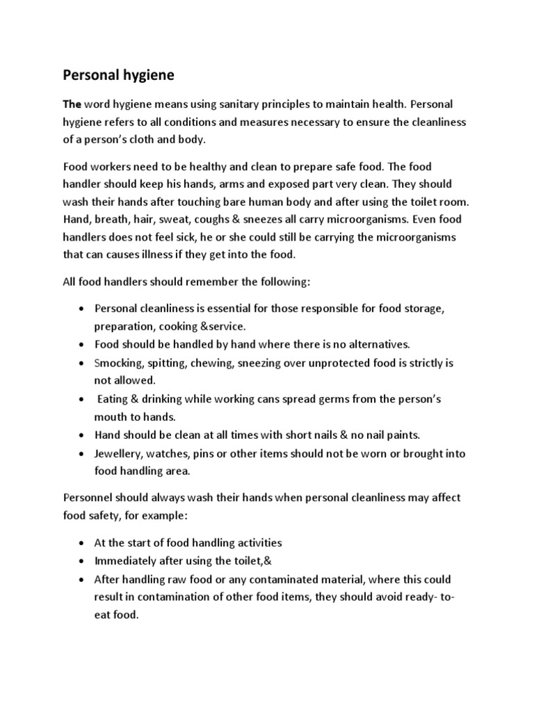Personal Hygiene: The Word Hygiene Means Using Sanitary Principles To ...