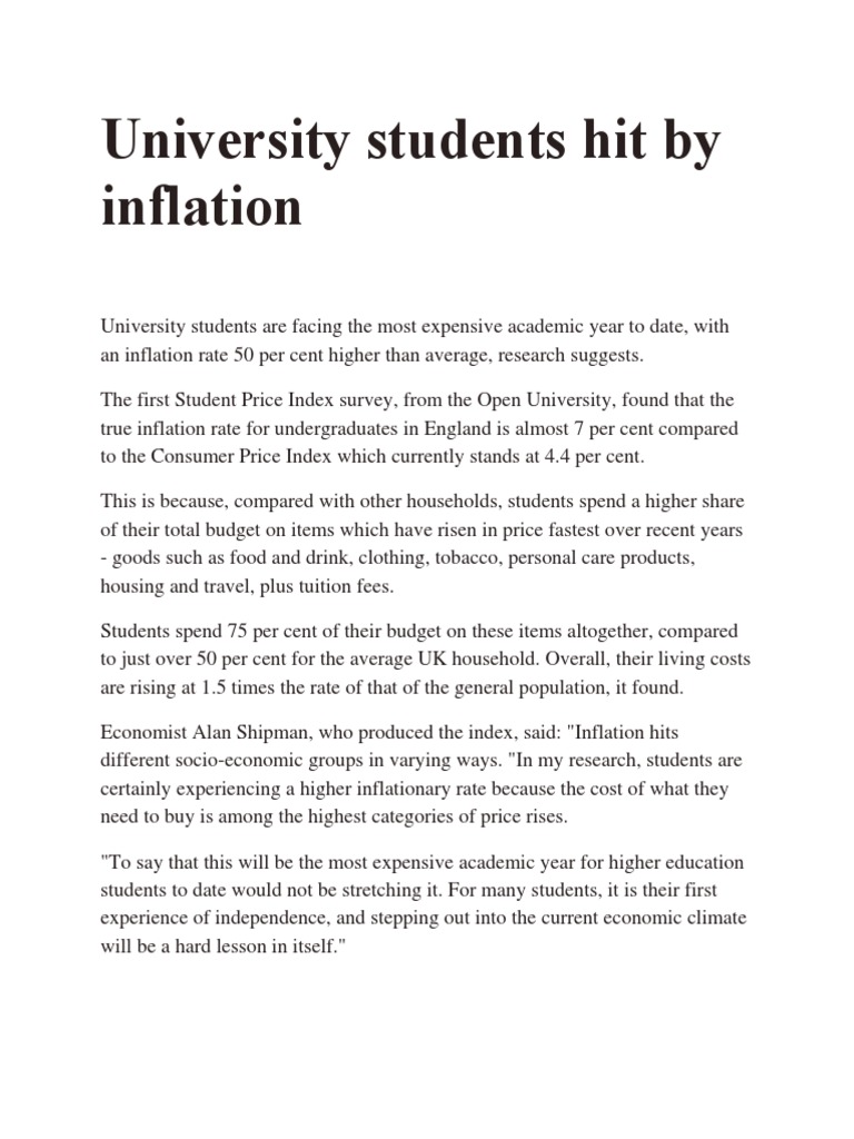 University Students Hit by Inflation | Download Free PDF | Price ...