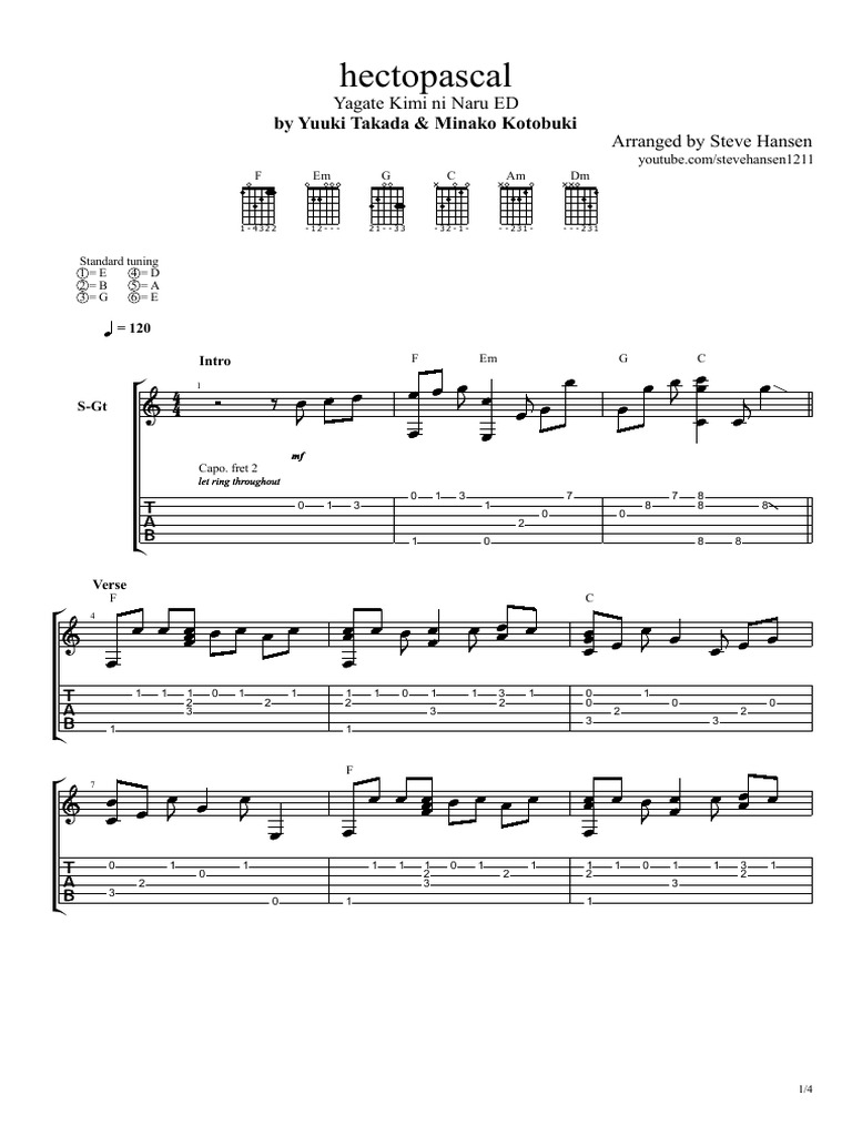 Hectopascal - Yagate Kimi Ni Naru Ed PDF | PDF | Musical Instruments ...
