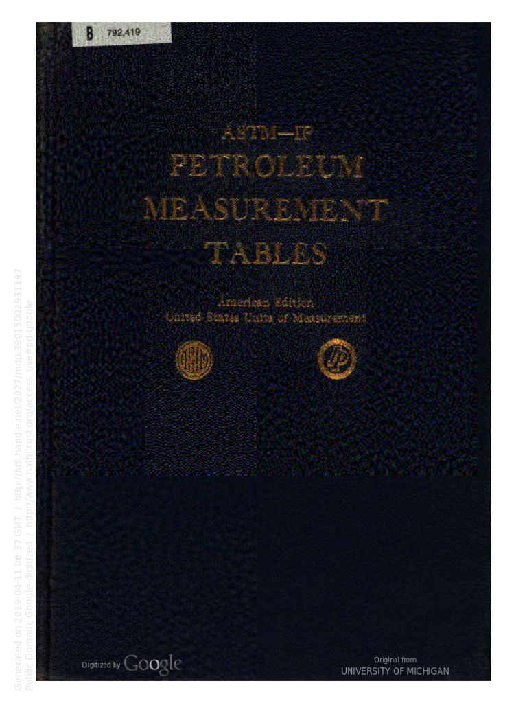 ASTM - IP Petroleum Measurement Tables PDF | PDF | Density | Weight