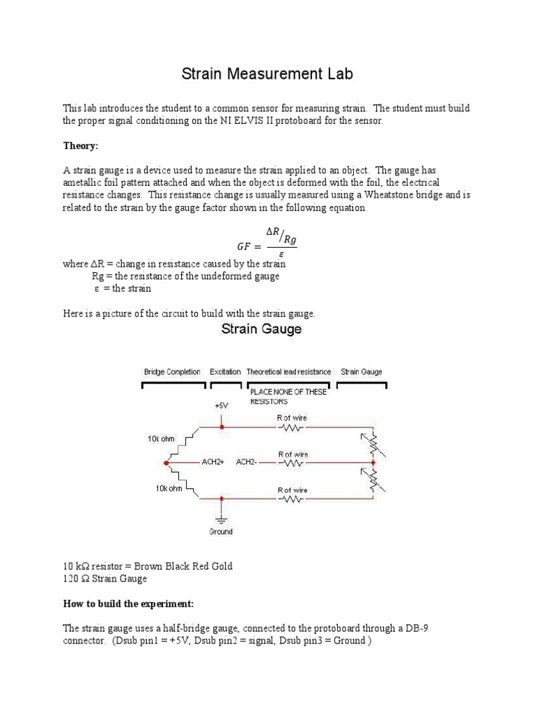 Strain Gauge Measurement Lab Guide | PDF | Teaching Methods & Materials ...