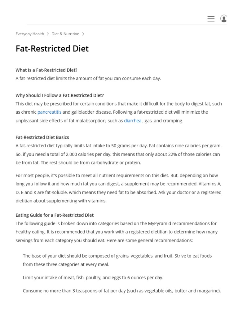 Fat-Restricted Diet PDF | PDF | Diet (Nutrition) | Diet & Nutrition