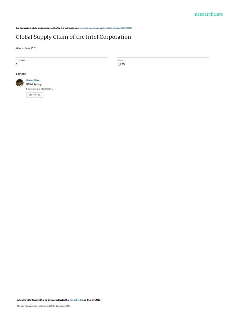 Global Supply Chain of The Intel Corporation: June 2017 | PDF | Supply ...