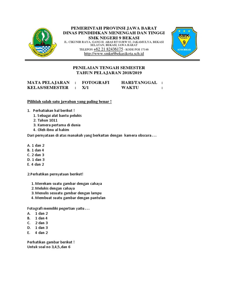Penilaian Fotografi SMK Negeri 9 Bekasi | PDF